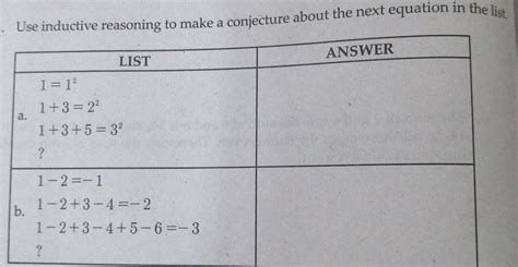 Solved Use Inductive Reasoning To Make A Conjecture About