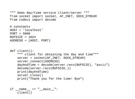 Demo Daytime Service Clientserver From Socket