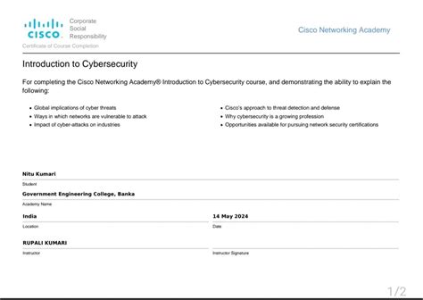 Nitu Kumari On Linkedin Ciscocertification Netacad Cisco Cybersecurity