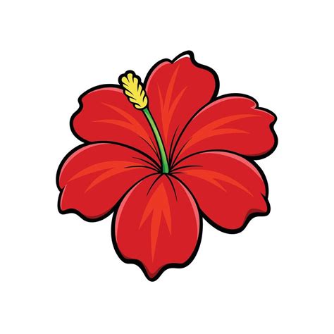 Vibrant Cartoon Hibiscus Flower Illustration With Bold Black Outlines