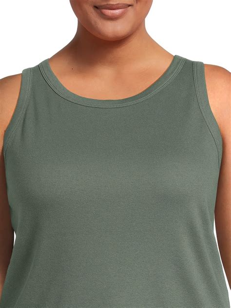Terra And Sky Womens Plus Size High Neck Ribbed Tank Top