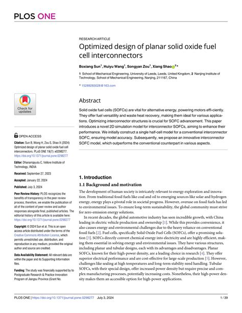 Pdf Optimized Design Of Planar Solid Oxide Fuel Cell Interconnectors