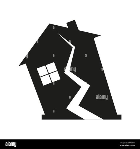 Black House Crack Icon House After The Earthquake Vector Illustration Eps 10 Stock Vector