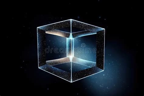 Optical Illusion Of Three Dimensional Cube Spinning In Space Stock