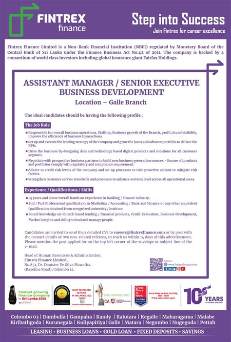 Fintrex Finance Ltd On Linkedin Assistant Manager And Senior Executive