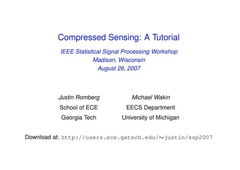 Compressed Sensing A Tutorial