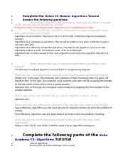Algorithm Docx 1 2 A Complete The Online CS Module Algorithms Tutorial Answer The
