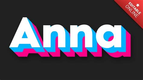 Anna Blue Pink 3d Text Effect Generator