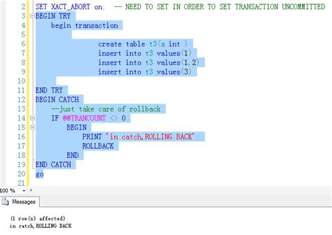 Error Handling In Sql Server With Try Catch