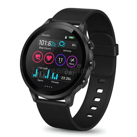 Smartwatch With A Round Black Touchscreen Display And A Black Silicone