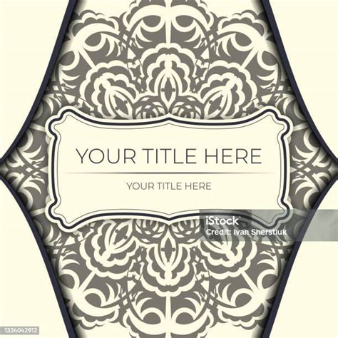 추상적 패턴의 밝은 크림 색상의 빈티지 준비 엽서 만달라 장식이있는 인쇄 디자인 초대 장부 카드를위한 템플릿 광고에 대한 스톡 벡터 아트 및 기타 이미지 Istock