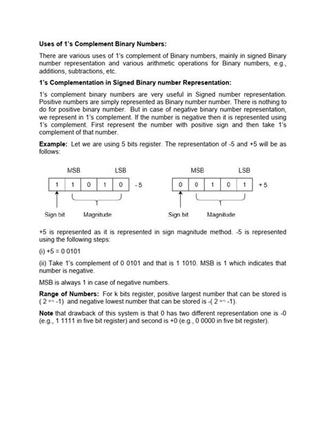 Ones Complement Pdf Subtraction Computer Architecture