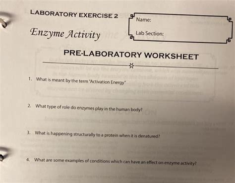 Solved LABORATORY EXERCISE 2 Name Enzyme Activity Lab Chegg Com