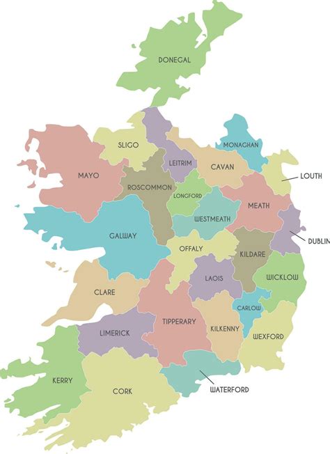 Vector Map Of Ireland With Counties And Administrative Divisions