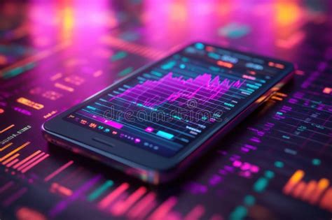 Futuristic Mobile Phone With Financial Data And Graphs Display Stock Illustration Illustration