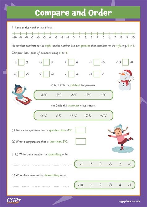 Compare And Order Negative Numbers Year 5 Cgp Plus Worksheets Library