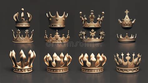 Royal King Crown In Different Angles Stock Illustration Illustration