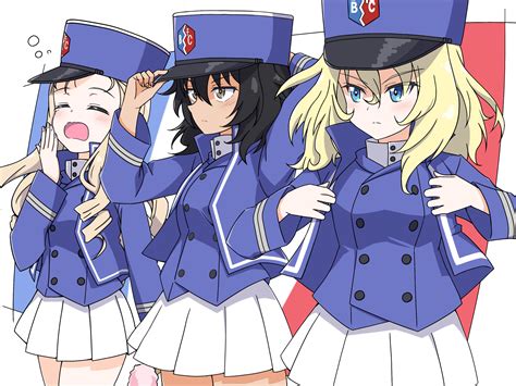 Andou Oshida And Marie Girls Und Panzer Drawn By Hachiko