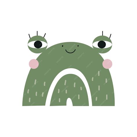 Premium Vector Rainbow With Cute Frog Face Nursery Art Vector