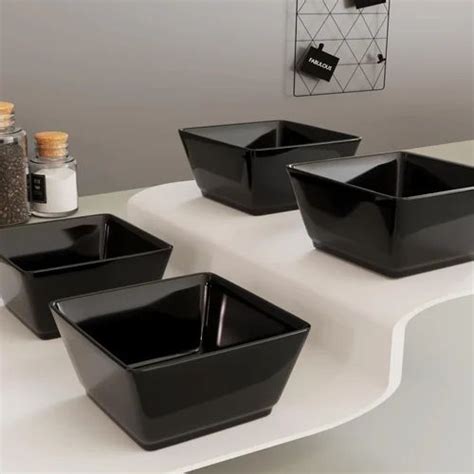 Set Of 4 Black Square Ceramic Snack Bowls At Rs 79900 सिरेमिक कटोरा