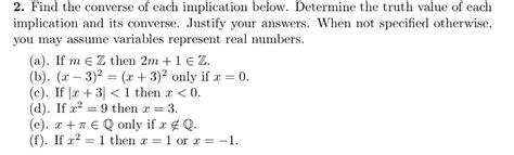 Solved 2 Find The Converse Of Each Implication Below Determine