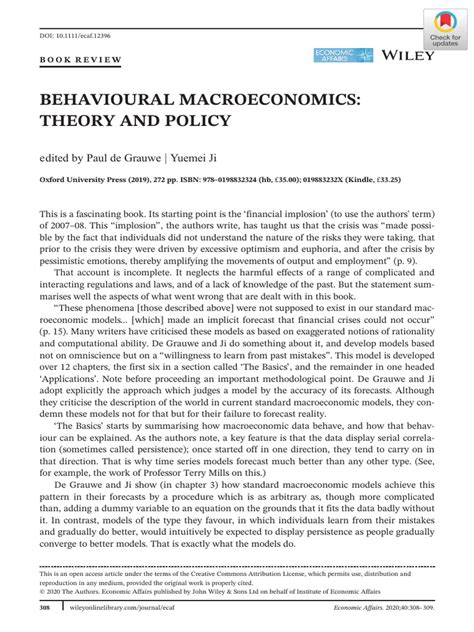 Behavioural Macroeconomics Theory And Policypaulde Pdf