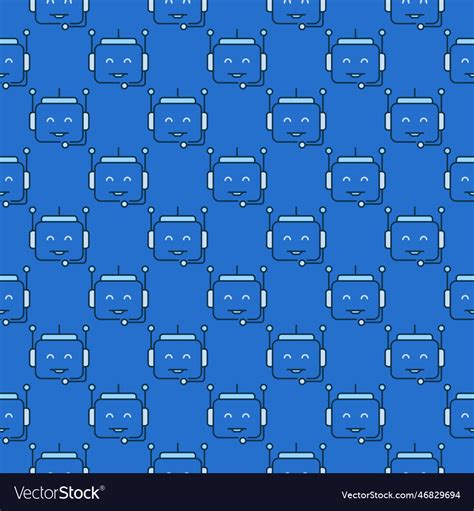 Robot Chatbot Head Colored Seamless Pattern Vector Image