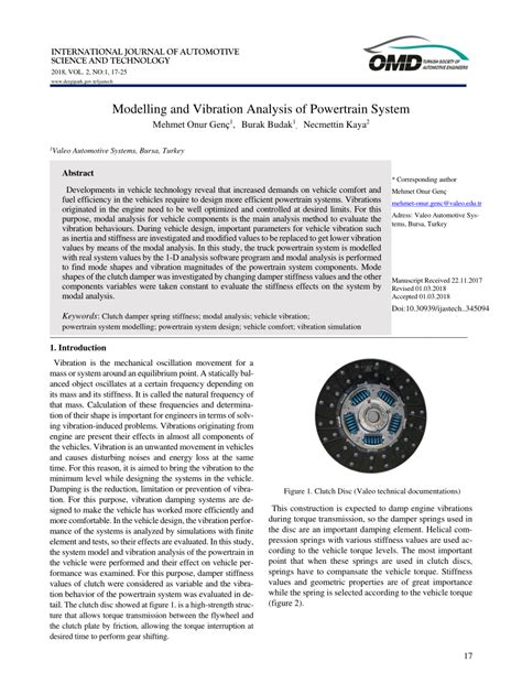 Pdf Modelling And Vibration Analysis Of Powertrain System