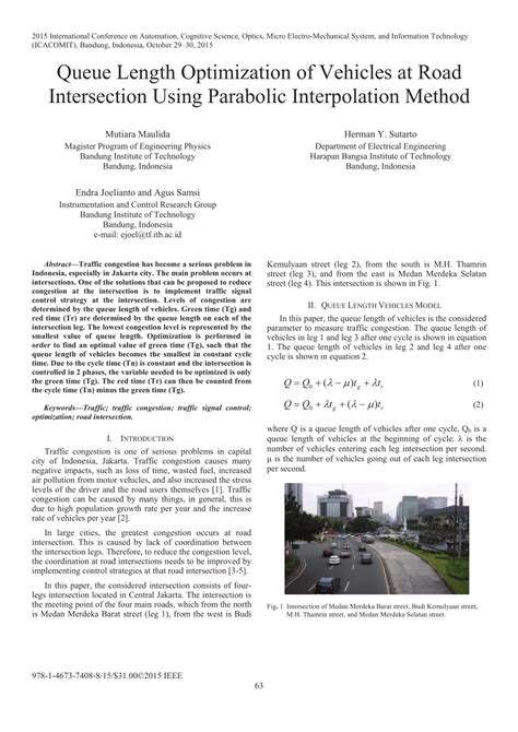 Pdf Queue Length Optimization Of Vehicles At Road Intersection Using