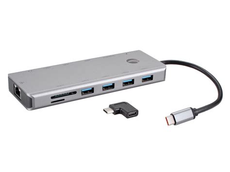 Адаптер переходник Usb Хаб Док станция 13 в 1 Vcom Type C 4k 60hz 2 Hdmi 2 0 Displayport Rj 45