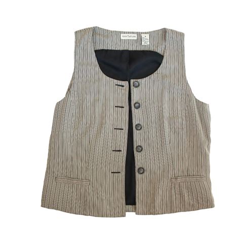 Grey And White Stripped Button Up Vintage Vest Depop