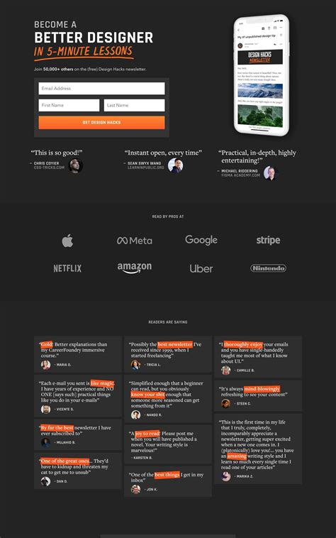 Design Hacks One Page Website Award