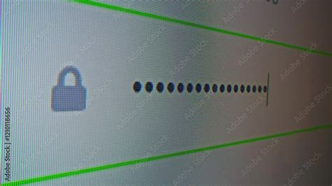 Enter Password On Pc Log In Close Up Of Computer Screen Entering Correct Password To System