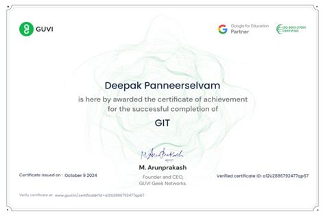 Deepak Panneerselvam On Linkedin Git Versioncontrol Guvi Learning
