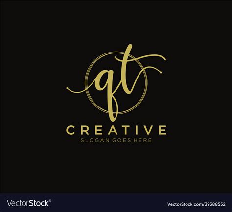 Initial Qt Feminine Logo Beauty Monogram Vector Image