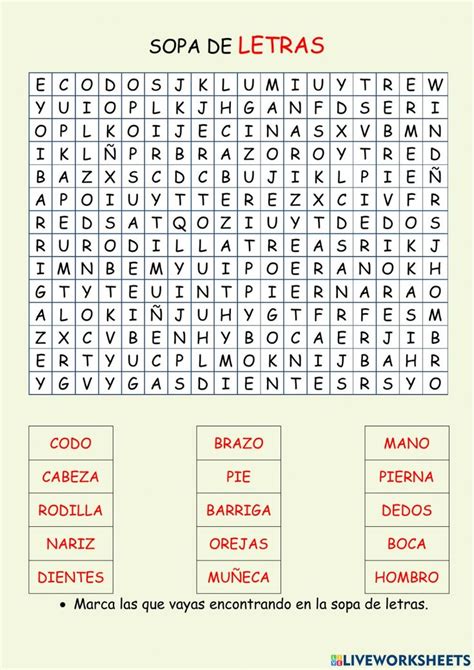 Sopa De Letras Las Partes Del Cuerpo Worksheet Porn Sex Picture My Xxx Hot Girl