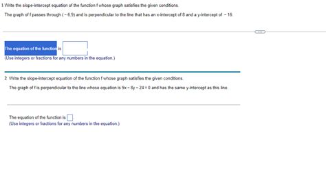 Solved 1 Write The Slope Intercept Equation Of The Function Chegg Com