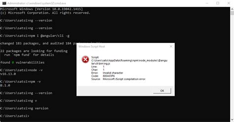 Angular Cli Ng Commands Shows Invalid Character Error Stack Overflow