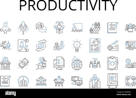 Productivity Line Icons Collection Efficiency Efficacy Effectiveness Performance