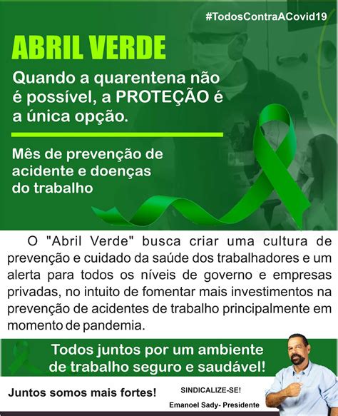 Abril Verde Mês De Prevenção De Acidente E Doenças Do Trabalho