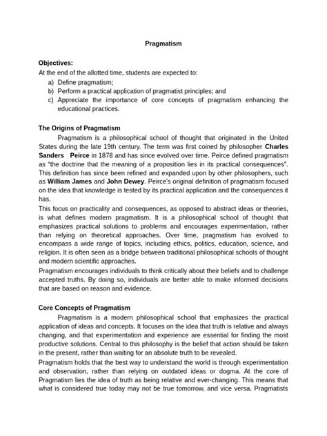 Pragmatism Pdf Pragmatism Learning