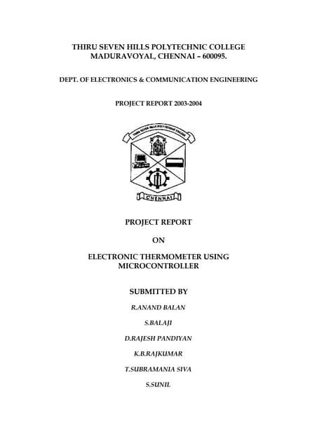 Electronic Thermometer Using Microcontroller Doc Physics Science