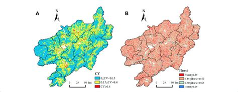 Spatial Distribution Of Coefficient Of Variation Cv And Hurst Download Scientific Diagram