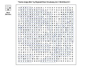 “twelve Angry Men﻿” By Reginald Rose Vocabulary Act 1 Word Search