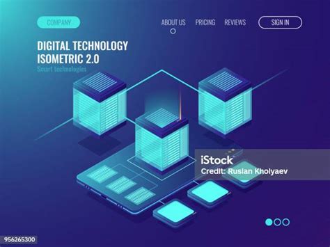 서버 룸 배너 데이터 센터 데이터베이스 Connception 개념 스마트폰 휴대 전화 응용 프로그램 개발 및 설치 데이터 전송 아이소메트릭 벡터 0명에 대한 스톡 벡터 아트