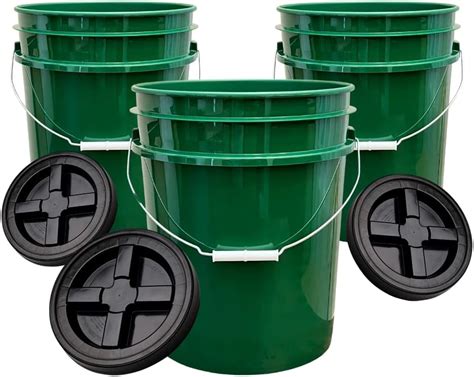 House Naturals 5 Gallon Buckets Pails With Screw On Airtight Black Lids
