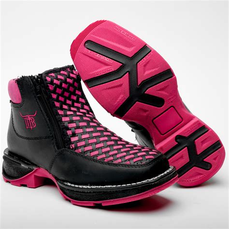 Blackpink Basketweave Leather Botin With 3d Lightweight Soles Squar