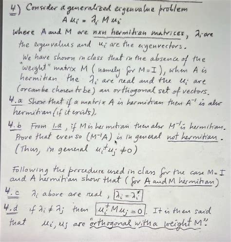 Solved 4 Consider A Generalized Eigenvalue Problem