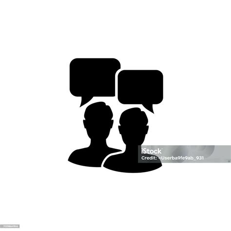 플랫 스타일에서 사람들에 게 아이콘을 이야기 흰색 바탕에 연설 거품 그림을 가진 남자 톡 채팅 비즈니스 컨셉 개념에 대한 스톡 벡터 아트 및 기타 이미지 Istock