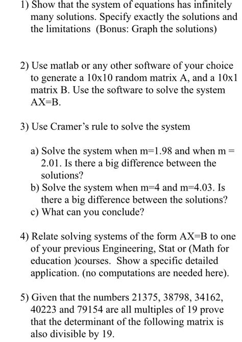 Solved 1 Show That The System Of Equations Has Infinitely